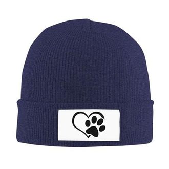 Generic Classique Tricot&eacute; Bonnet, Empreinte de Patte de Chien, &Eacute;pais Chapeau Tricot&eacute;, Bonnet Hiver Chaud Tricot pour Femme, Sports, Cyclisme