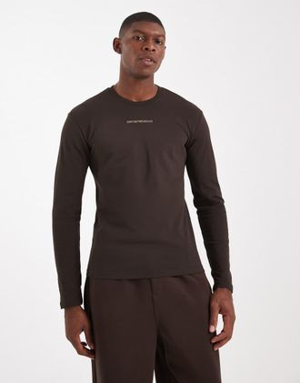 Emporio Armani T-shirt dint&eacute;rieur &agrave; manches longues - Marron-Brown