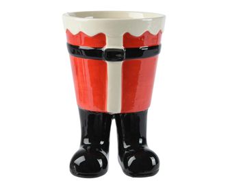 Kaemingk Blumentopf/&Uuml;bertopf 12,5x8cm Keramik Weihnachtsmann Stiefel - Weihnachtsblumentopf - Blumen&uuml;bertopf Weihnachten - Weihnachtsdeko Pflanzentopf - Rot