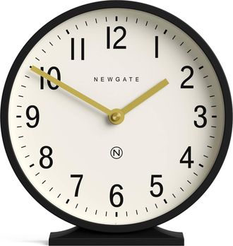 Newgate Watches Q Kaminsims Uhr | Moderne Klassische runde kaminuhr | Schwarz | Zeitgenössischer Stil für kaminsims, Schreibtisch, Tisch, Regal oder nachttisch