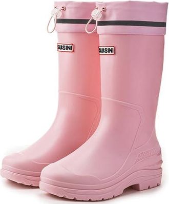 Pangolin Bottes de Pluie Femme Imperm&eacute;ables Hautes, Bottes Chaudes dHiver avec Doublure Coton Amovible, Cordon de Serrage, Bande R&eacute;fl&eacute;chissante, Semelle Antid&eacute;