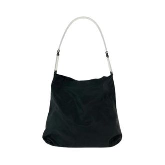 Prada Pre-owned Nylon Tessuto Logo Plate Hobo Bag - Femme - Pre-owned - Noir - Taille: ONE Size