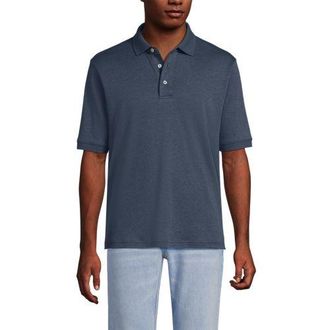 Lands End Supima Kurzarm-Polo, Classic Fit, Herren, Gr&ouml;&szlig;e:52-54 regular, Blau, Baumwolle, by Lands End