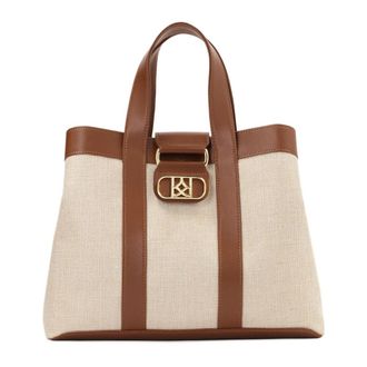 Kazar Braune und beige Stoff- und Ledertasche - - Bags - Damen - Beige - ONE SIZE