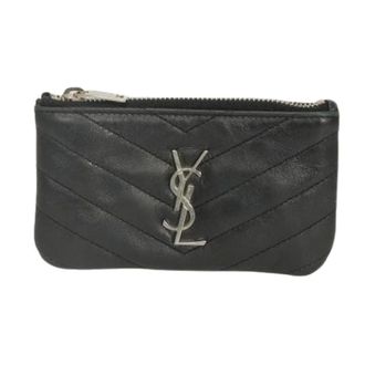 Saint Laurent Pre-owned Monogram Smooth Calf Leather Coin Case - Femme - Pre-owned - Noir - Taille: ONE Size