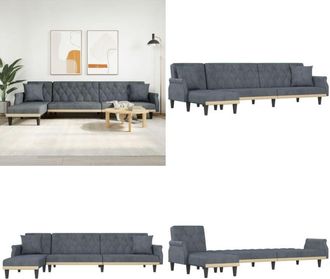 vidaXL Schlafsofa in L-Form Dunkelgrau 271x140x70 cm Samt - Samtsofa - Schlafsofa - Wohnlandschaft - Sofa Bett - Gästebett - Home & Living
