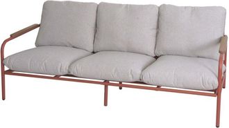 Hhg Neuwertig] Aluminium-Gartenbank HHG 593, Outdoor 3-Sitzer Sitzbank Sofa, Olefin Stoff (205 g/m&sup2;) 184cm terrakotta Polster beige