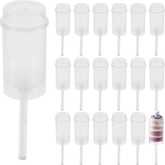 Cabilock 30Pcs Push- Up Kuchen Shooter Runde Form Klar Kuchen Halter Push- Pops Kunststoff Behälter mit Deckel für Eis Dessert Backen Form