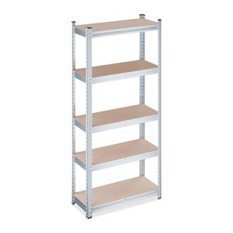Relaxdays Schwerlastregal, HxBxT: 150 x 70 x 30 cm, 750 kg, verzinkter Stahl, Lagerregal Keller & Garage, Natur/Silber