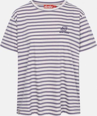 Derbe Derbe T-Shirt Franz Cherie Damen Beige Lila Grau Streifen