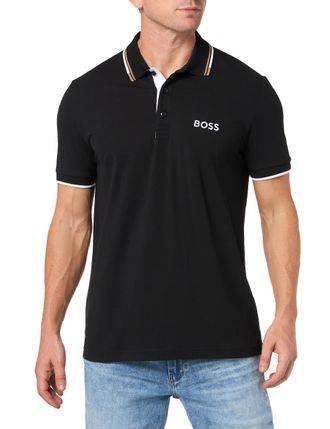 BOSS Herren Paddy Pro Poloshirt aus Stretch-piqué Polohemd, Black Cloud, M