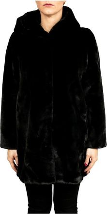 Censured Manteau &agrave; capuche en fausse fourrure - Femme - Vestes - Noir - Taille: 36 FR