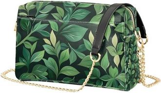 Mnsruu Sacs à bandoulière pour femme, sac à main en cuir avec feuilles vert foncé