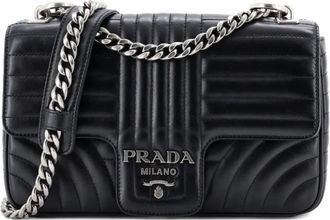 Prada Chain Flap Shoulder Bag Diagramme Quilted Leather Medium crossbody bag - Schwarz