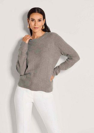 Madeleine Strickpullover Glamouröser Stricksweater mit Rundhals Wollpullover mit Strukturmix, Effektgarn und langen Ärmeln