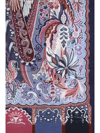 Etro Mens Scarf Orfeo Modal Blue Print On Background Scarfs