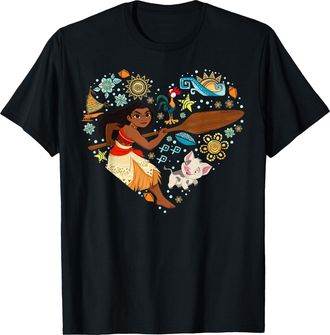 Disney Princess Vaiana Hei Hei Pua Collage Heart T-Shirt