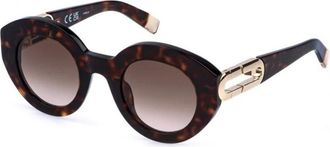 Furla Femme, Accessoires, Brun, Taille: 48 MM Lunettes de soleil rondes en ac&eacute;tate