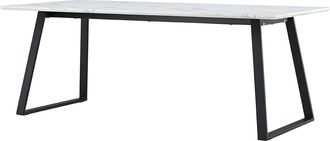 ebuy24 Malaga Esstisch Marmor dekor 90x200cm (Wei&szlig;,schwarz.) - B200xH75xT90 - MDF - Farbe Wei&szlig; Marmor-Deko - modern Design - f&uuml;r Esszimmer