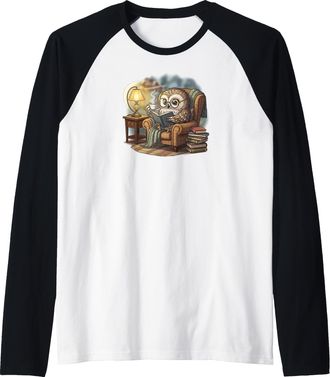 jz.birds Eule liest gemütlich Bücher Vogelfreund Bücherwurm Vogel Raglan