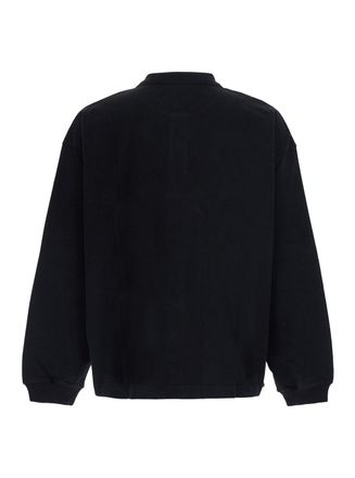 Represent Mens Sweatshirt With Polo Collar, Black Cotton Sweatshirts Sweater