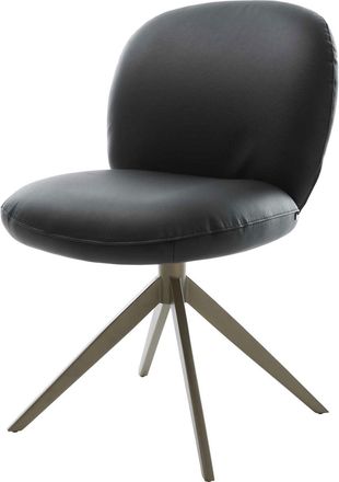 DELIFE Esszimmerstuhl Nube-Flex Kreuzgestell breit Effektfinish Titan Echt-Leder Schwarz 360° drehbar Taschenfederkern