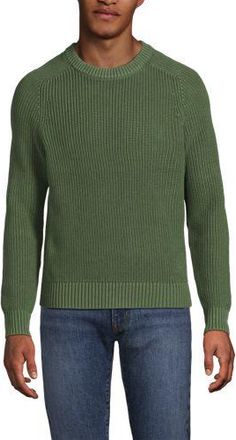 Lands End Drifter Strukturstrick-Pullover, Herren, Größe:56-58 regular, Grün, Baumwolle, by Lands End