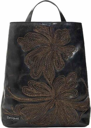 Desigual petit sac &agrave; dos brod&eacute; marron fonc&eacute;