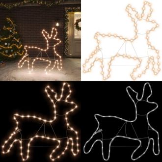 vidaXL LED-Silhouette Rentier 72 LEDs Warmwei&szlig; 57x55x4,5 cm - led Beleuchtung - Weihnachtsdekoration - Lichterkette - Outdoor Deko - Winterdeko - Home &