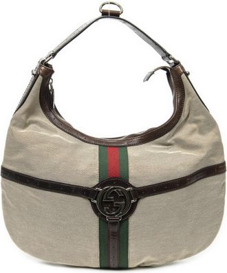 Gucci Crossbody Bags - Web GG Reins Hobo - Gr. unisize - in Beige - f&uuml;r Damen