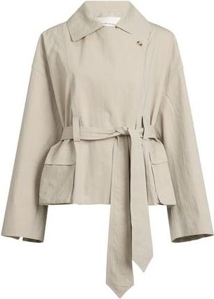 Viktoria Chan Trench court col asym&eacute;trique en coton m&eacute;lang&eacute;