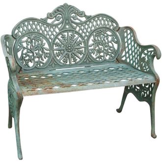 Biscottini International Biscottini - Gartenbank aus Gusseisen, 110x55x90 cm Outdoor-Sofa Liberty-Bank mit Armlehnen 2-Sitzer-Stuhl Eisenbank Terrassensofa