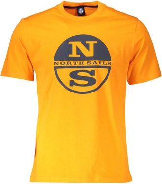 North Sails Homme, Tops, Orange, Taille: XL T-shirt en Coton Orange avec Logo