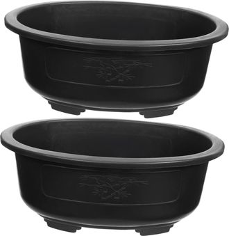 Angoily Bonsai Baum 2 Bonsai-Übungstopf 15 Zoll Blumentopf Bonsaitopf Mit Ablaufloch Ovaler Bonsai-Pflanztopf Anzuchttöpfe Für Kindergarten Garten Balkon Schw