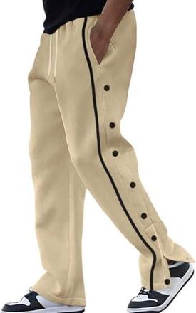 Generic Pantalon De Survêtement À Bouton-Pression Latéral pour Homme Pantalon Boutonné À Ouverture Latérale Grande Taille pour Hommes Pantalon de Cargo Joggin