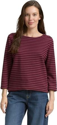 Tom Tailor 1045536 T-Shirt, 38592-Oxblood Red Stripe, M Femmes