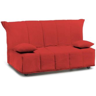 Talamo Italia Schlafsofa Alisee, 2-Sitzer-Sofa, 100% Made in Italy, Wohnzimmersofa mit Trolley-&Ouml;ffnung, aus gepolstertem Stoff, inklusive Kissen, Cm 125x90h85, Rot