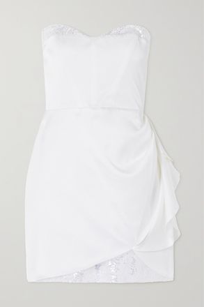 Rime Arodaky Crawford Minikleid Aus Gl&auml;nzendem Cr&ecirc;pe Mit Pailletten - Wei&szlig;