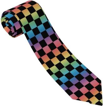 Generic Cravate Pour Hommes Motif &Agrave; Carreaux Rainbow Pastel A Classique Men Tie Fine Cravate Pour &Eacute;v&eacute;nements L&Eacute;cole Accessoires