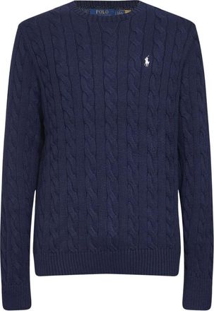 Polo Ralph Lauren Homme, Pulls, Bleu, Taille: M Cable Knit Crewneck Sweater