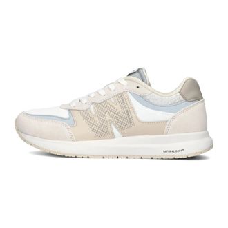 Woden Beige Wildleder Low Sneakers mit reflektierenden Details - - Shoes - Damen - Mehrfarbig - 38 EU