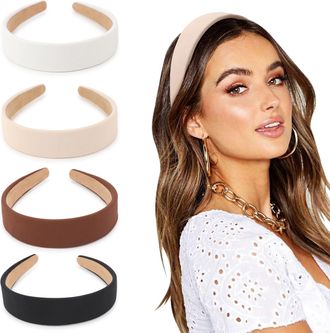 Dreshow Haarreifen Damen M&auml;dchen 4 St&uuml;ck Verknotet Stirnband Haarreif Damen Boho Breite Haarb&auml;nder Anti-Rutsch Haarreifen