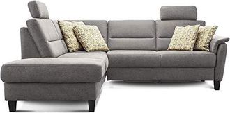 Cavadore Cavadore Ecksofa Palera mit Federkern / L-Form Sofa mit Ottomanen links / 236 x 89 x 212 / Büffellederoptik Hellgrau