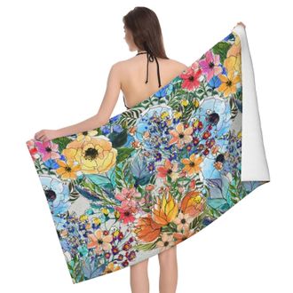 Generic Bunte Blume Strandtuch Weich Badet&uuml;cher Pflegeleicht Saunatuch F&uuml;r Urlaub Strand Spa Schwimmen 80X130Cm