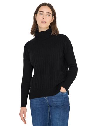 Cecil Damen 3015697 Struktur Rollkragenpullover, Schwarz, XS