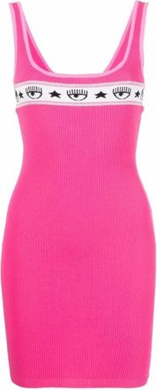 Chiara Ferragni Femme, Robes, Rose, Taille: 40 FR Logomania Yarn Tank Dress