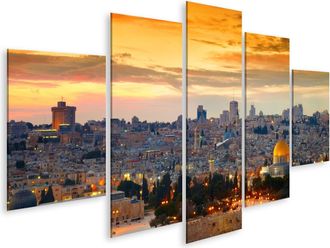 Islandburner Bild Bilder auf Leinwand Panorama der Jerusalemer Altstadt Israel Wandbild Poster Leinwandbild SWR