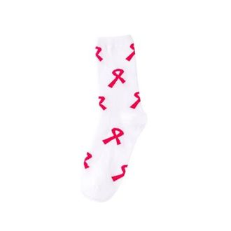 Generic Chaussettes de sensibilisation au cancer du sein avec ruban doux pour femme, beige, Taille unique