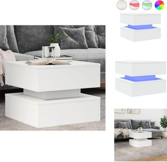 vidaXL Couchtisch mit LED-Leuchten Wei&szlig; 50x50x40 cm - Couchtisch - Wohnzimmerstil - Holzwerkstoff - led Beleuchtung - Wei&szlig;er Couchtisch