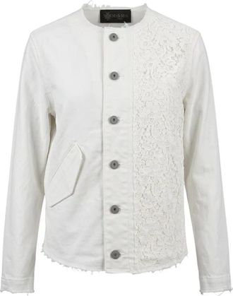 Mr & Mrs Italy Kragenlose Jacke mit Spitzeneinsatz - - Jackets - Damen - Wei&szlig; - XS